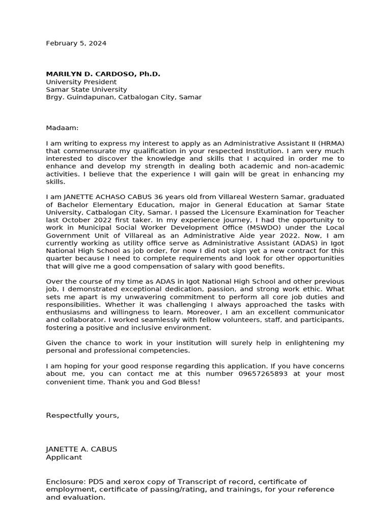 App. Letter For Adas 2 | PDF