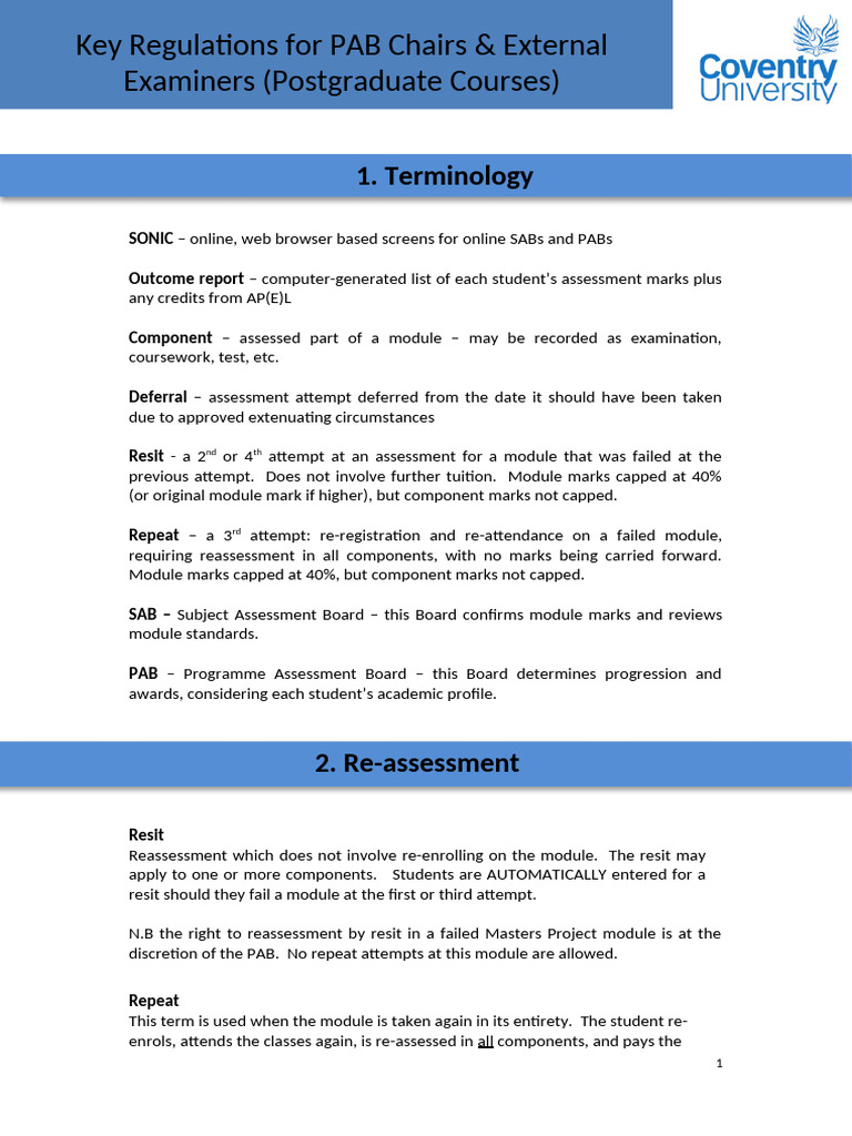 Key Regs For PAB Chairs and EEs PG 2016 17 | PDF
