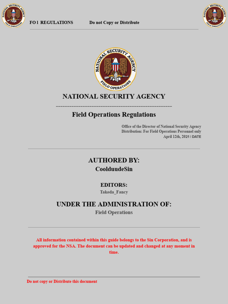 NSA - Field Operations Regulations | PDF
