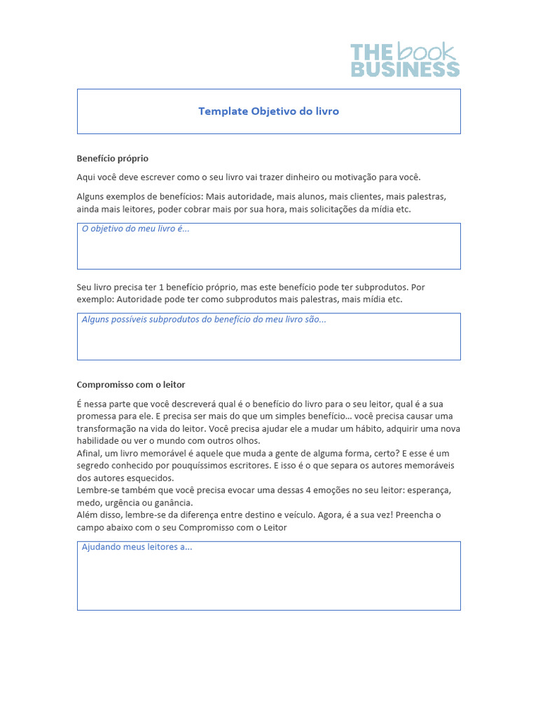 Template Objetivo Do Livro | PDF