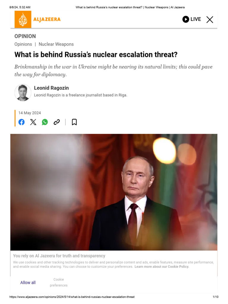 What Is Behind Russia's Nuclear Escalation Threat - Nuclear Weapons ...