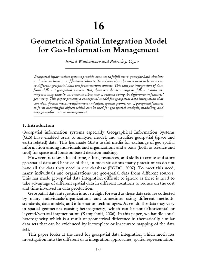 Geometrical Spatial Integration Model For Geo-Information Management ...