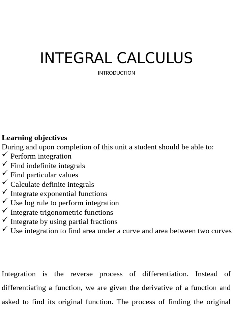 Integral Calculus Pdf