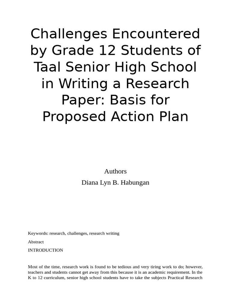Challenges in Grade 12 Research Writing | PDF | Questionnaire | Career ...