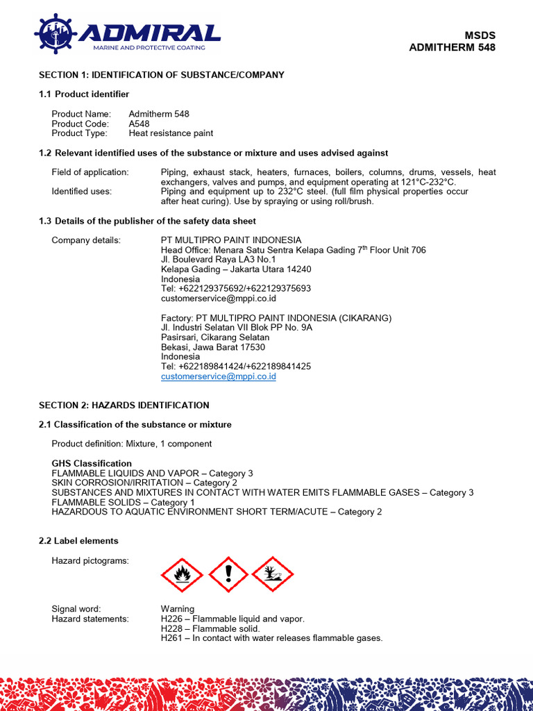 MSDS Admitherm 548 | PDF