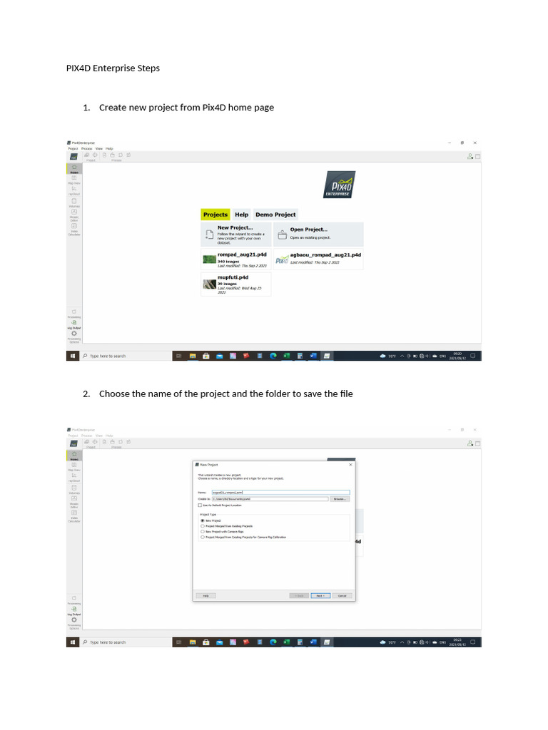 PIX4D Enterprise Steps | PDF