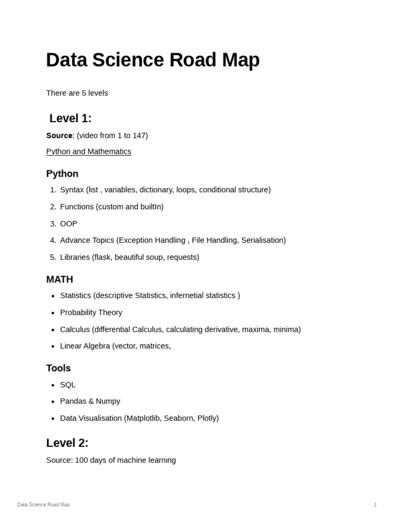 Data Science Road Map | PDF Data Science Road Map | PDF