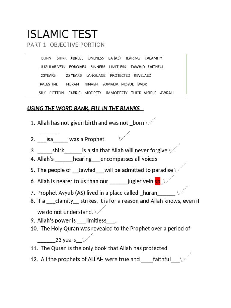 Islamic Test | PDF