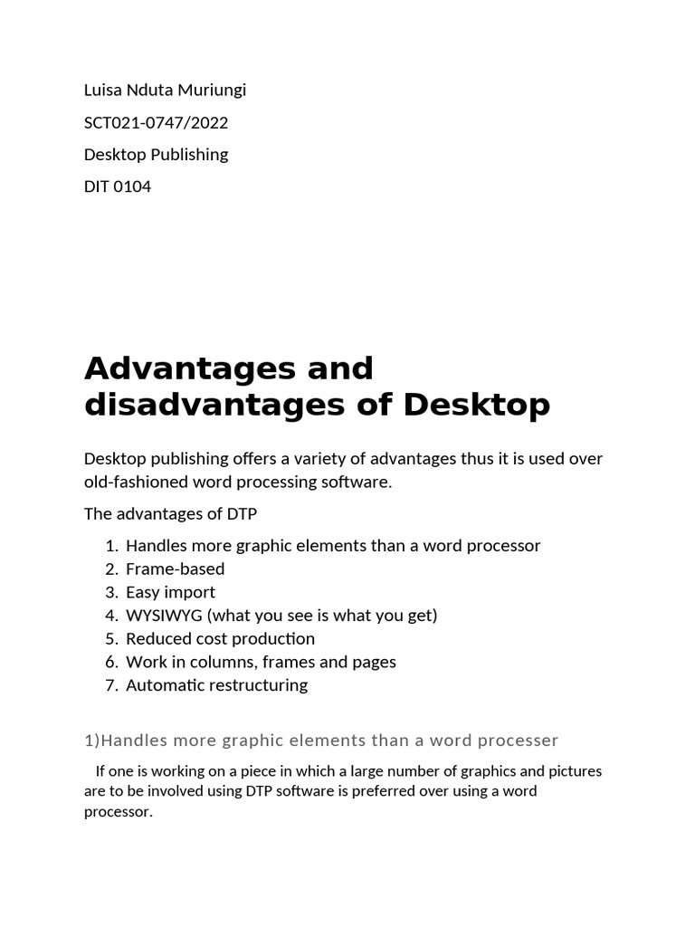 Advantages and Disadvantages of Desktop Publishing (AutoRecovered) | PDF
