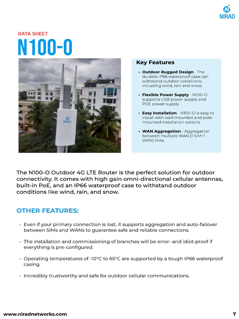 NIRAD N100-O Datasheet | PDF