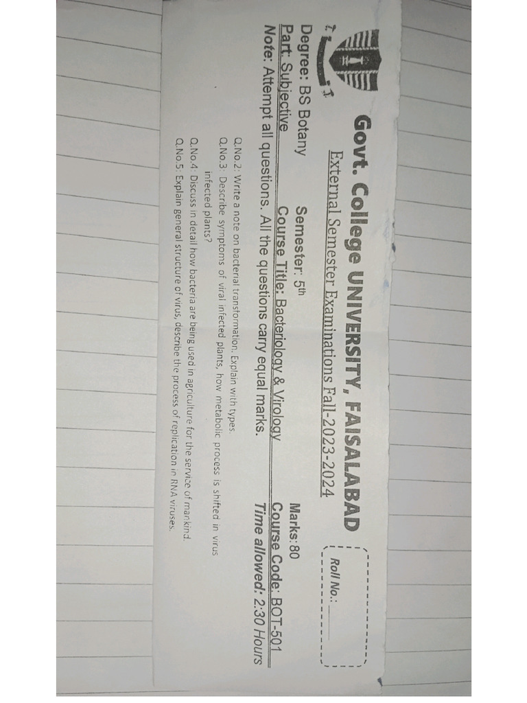 Botany 5th Papers | PDF