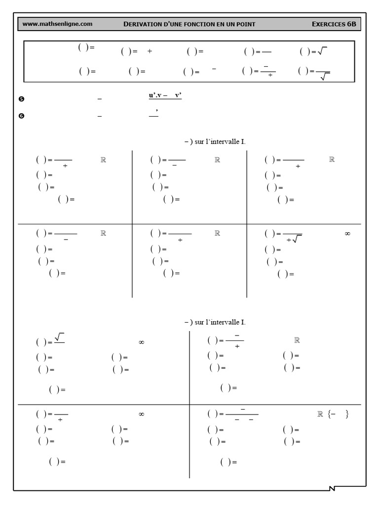 Chap 02 - Ex 6B - Dérivées D'une Fonction Inverse Ou Quotient - CORRIGE ...
