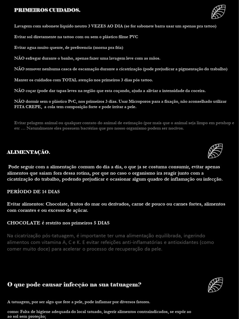 Cópia de CUIDADOS PÓS TATTOO FOLHA TETA | PDF Cópia de CUIDADOS PÓS TATTOO FOLHA TETA | PDF