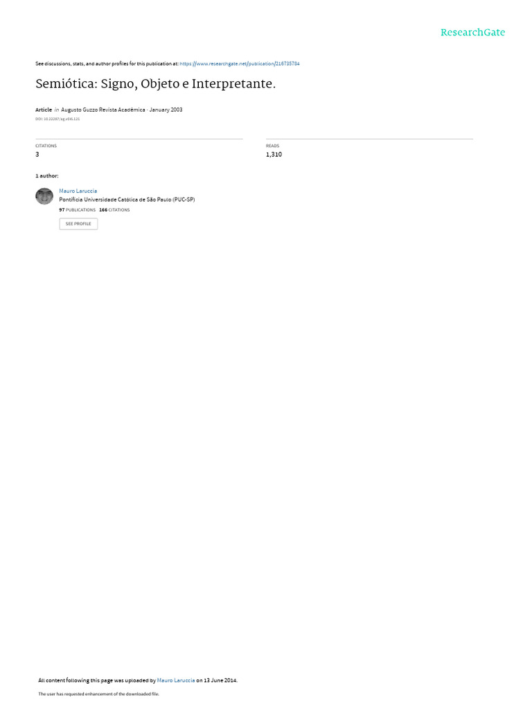Semiótica - Signo - Objeto e Interpretante | PDF | Semiótica | Comunicación
