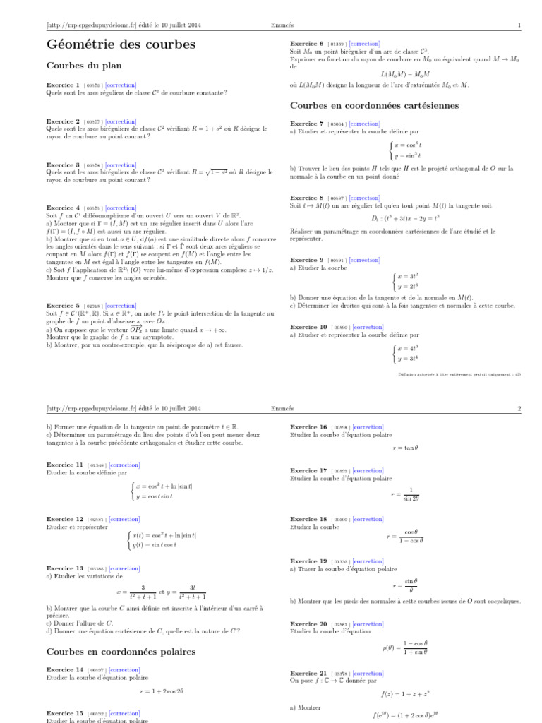 Géométrie Des Courbes | PDF