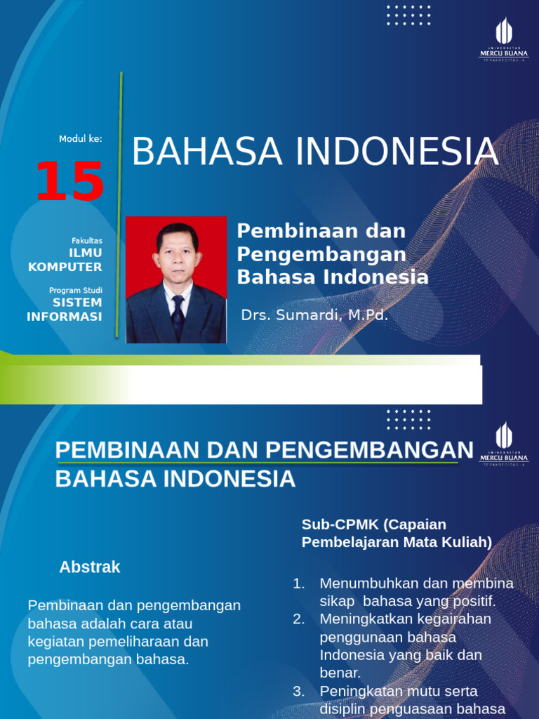 Modul 15 Pembinaan Dan Pengembangan Bahasa Indonesia | PDF