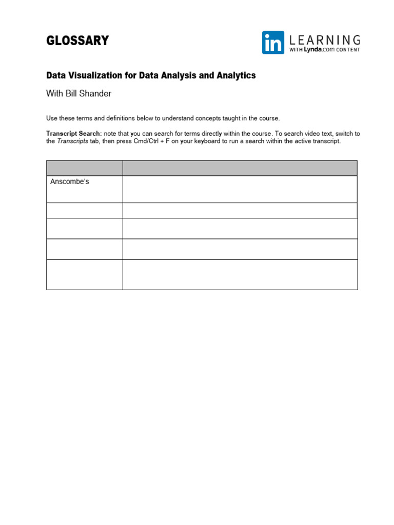 Glossary Data Visualization For Analysis Analytics | PDF