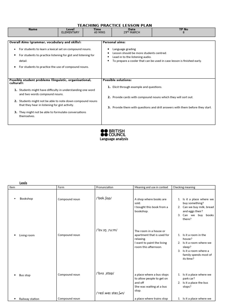 CELTA Lesson Plan TP 8 | PDF