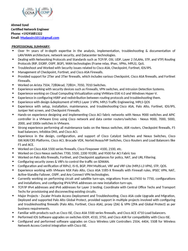 Ahmed_Network_Engineer | PDF