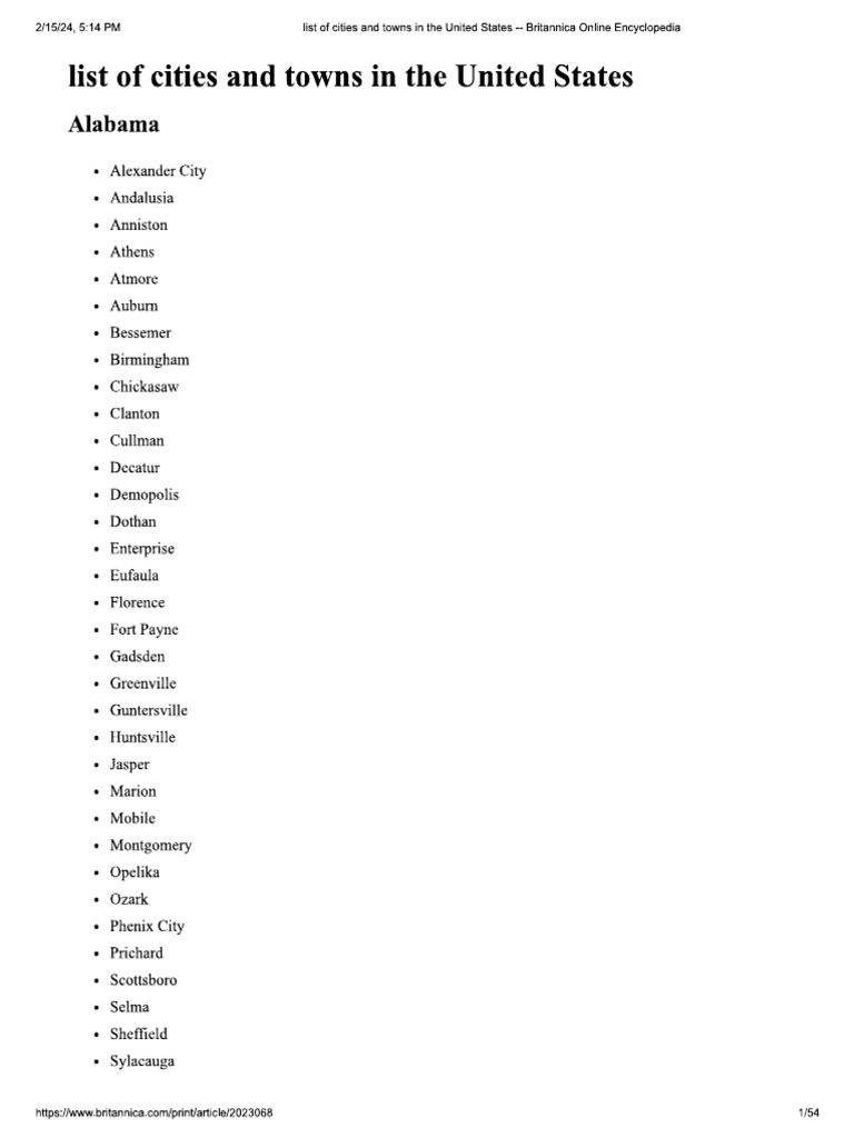 USA - Cities List | PDF