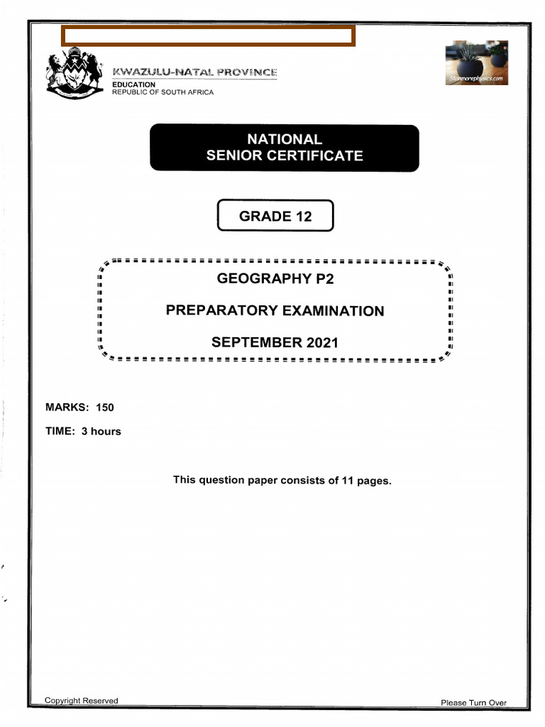 Geography Grade 12 Trial 2021 P2 and Memo | PDF