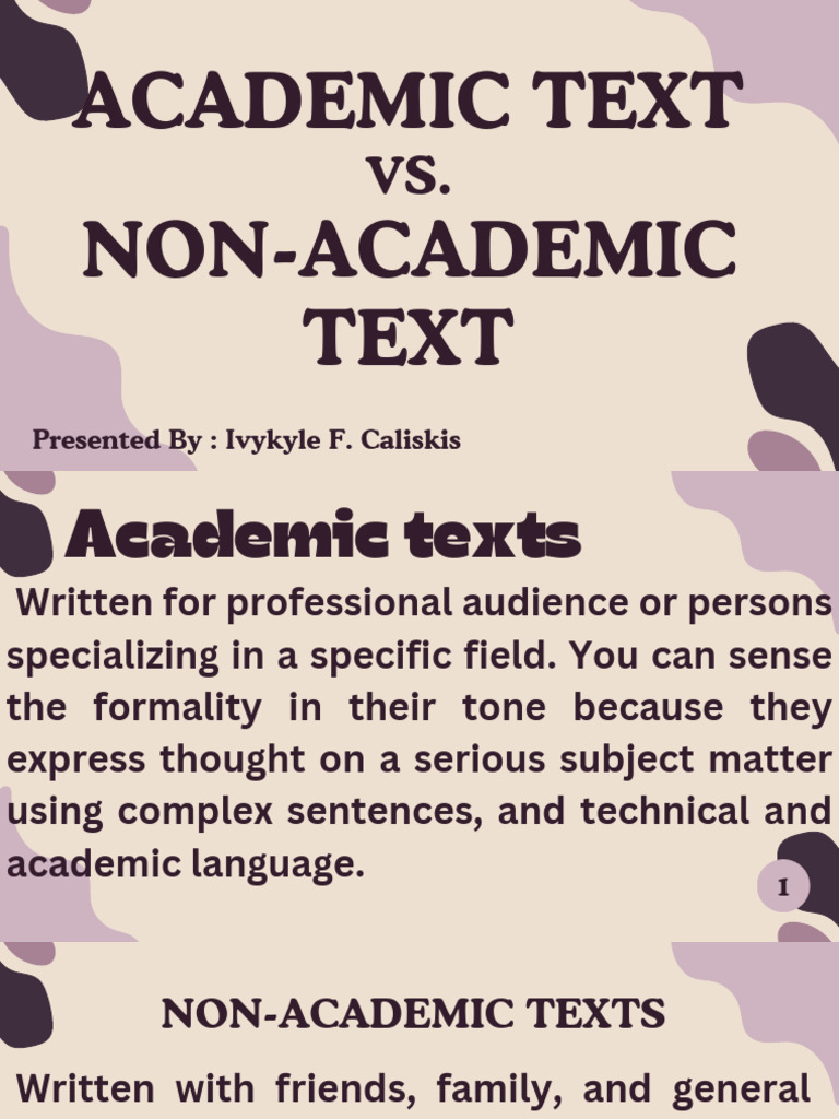 Academic Text vs. Non-Academic Text | PDF | Essays | Argument