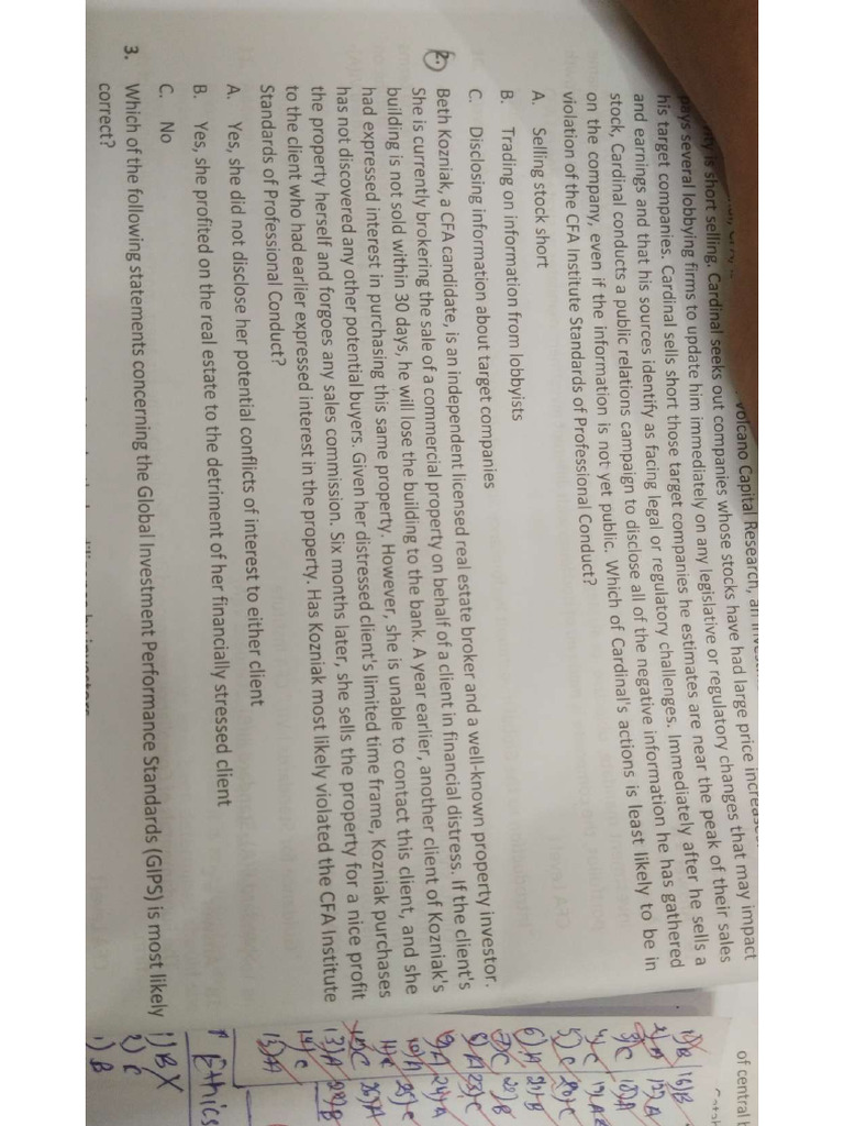 CFA Important Question Ethics | PDF