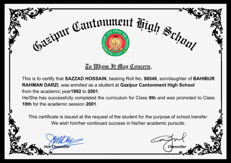 SAZZAD HOSSAIN Certificate | PDF