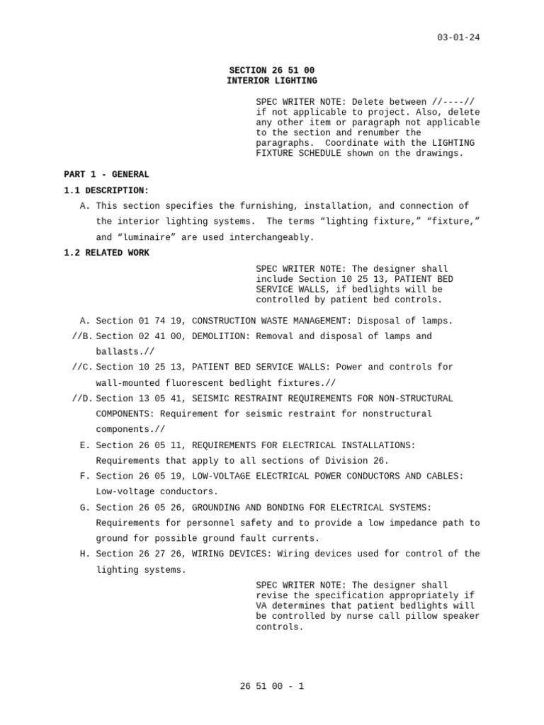 SECTION 26 51 00 Interior Lighting | PDF