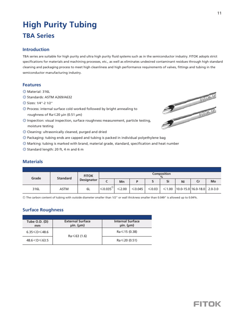 High Purity Tubing TBA Series EN | PDF