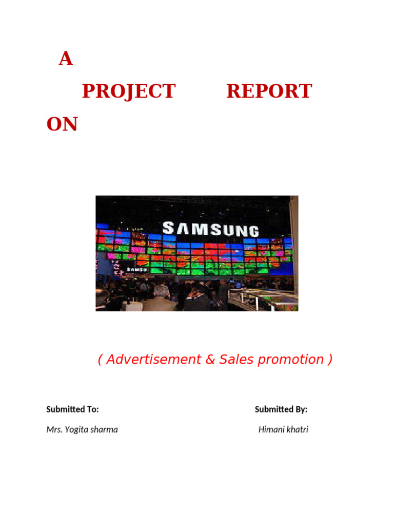 A PROJECT REPORT ON Advertisement and Sa | PDF | Samsung | Rebate (Marketing)