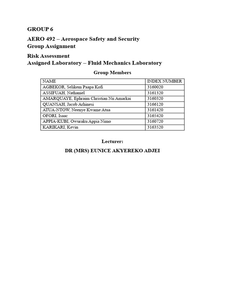 Fluid Mechanics Lab Risk Assessment | PDF | Risk | Hazards