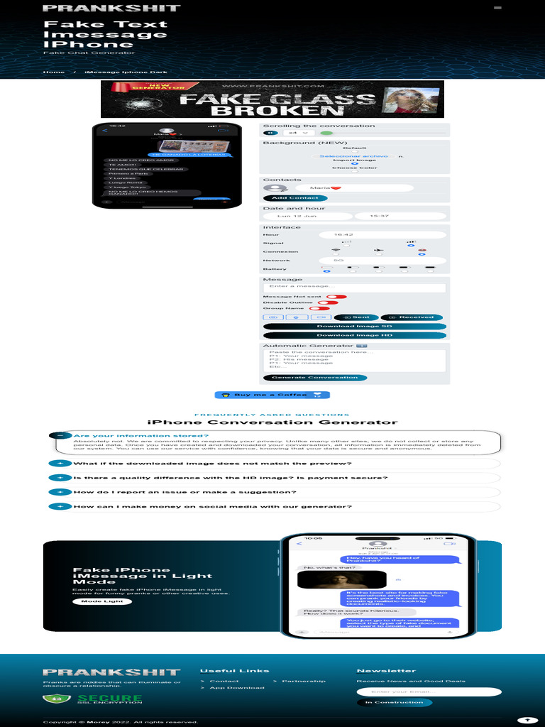 Generate Fake iPhone Texts - Dark Mode, Free and Customizable | PDF