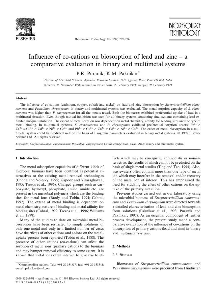 39-Influence of Co-Cations On Biosorption of Lead and Zinc - A Comparative Evaluation in Binary ...