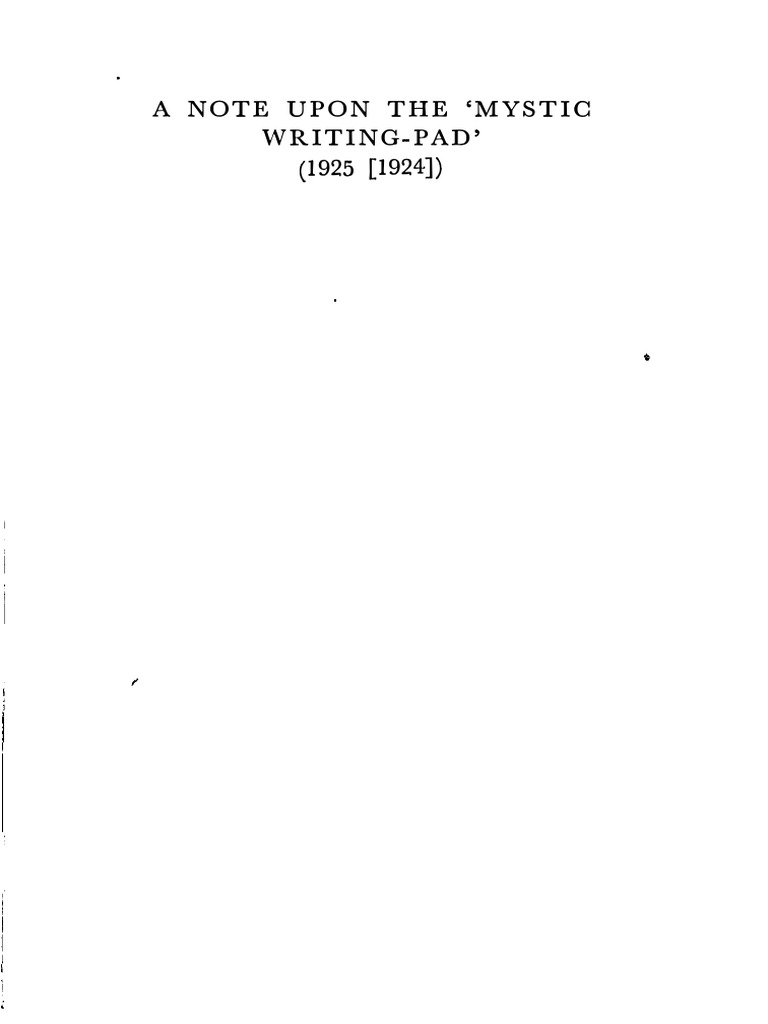 Freud - A Note Upon The Mystic Writing Pad (1925) SE XIX | PDF
