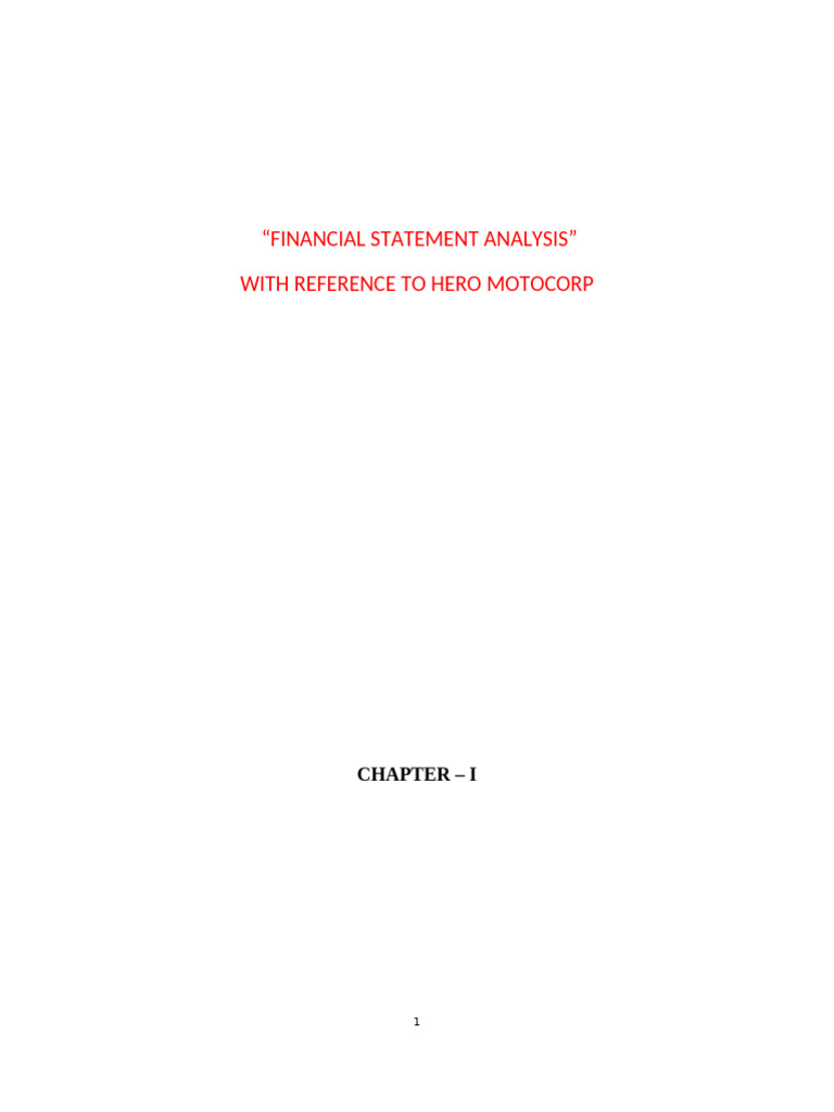 Financial Statment Analysis of Hero Motocorp | PDF
