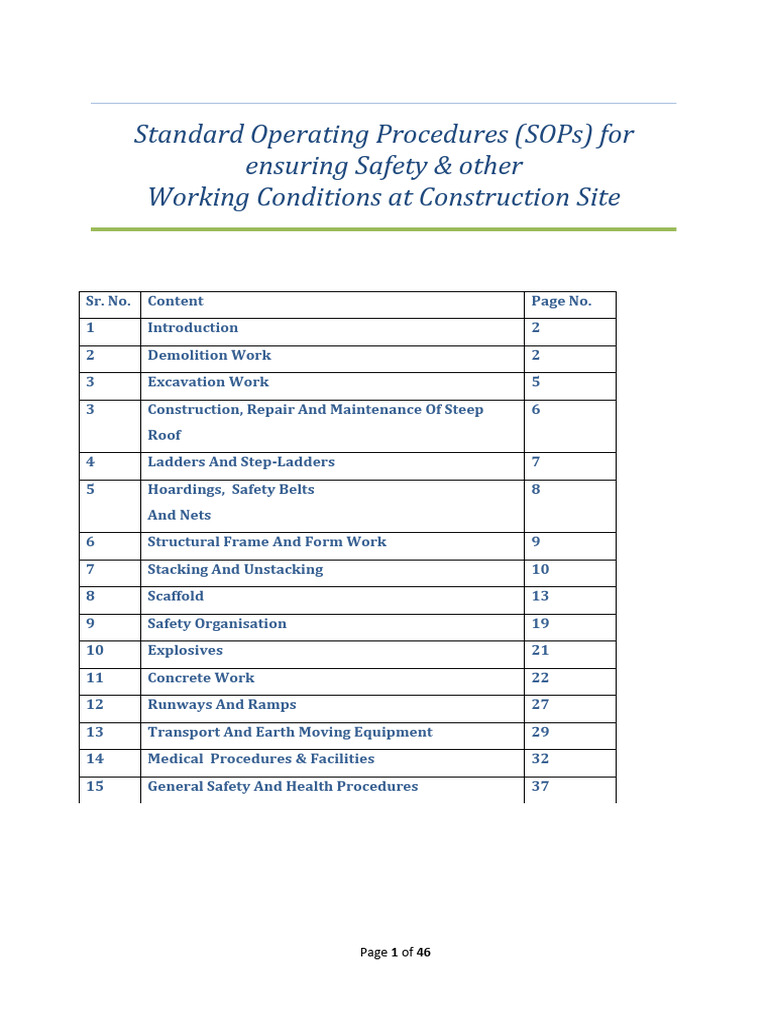 SOP Construction Safety - BENCMARK | PDF | Scaffolding | Demolition