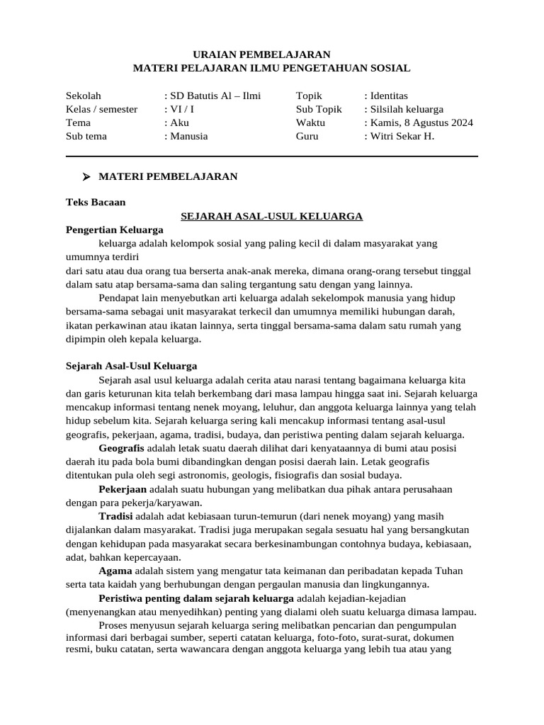 UP IPS KELAS 6 KAMIS 8 AGUSTUS 2024 | PDF