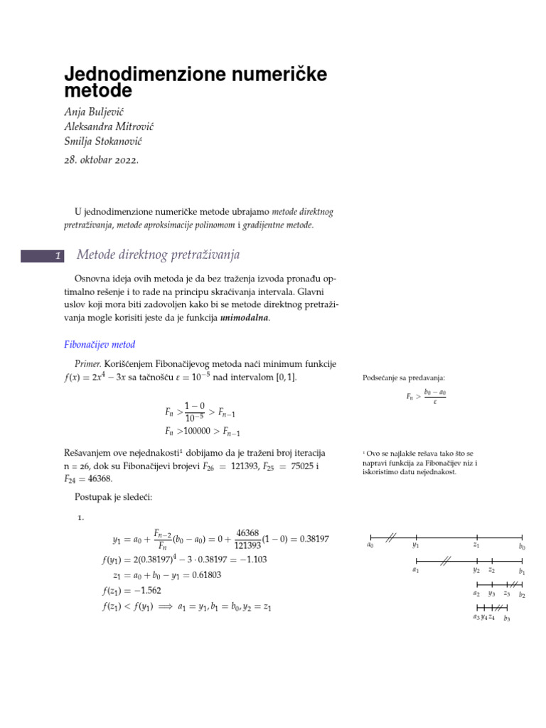V10. Jednodimenzione Numeričke Metode | PDF
