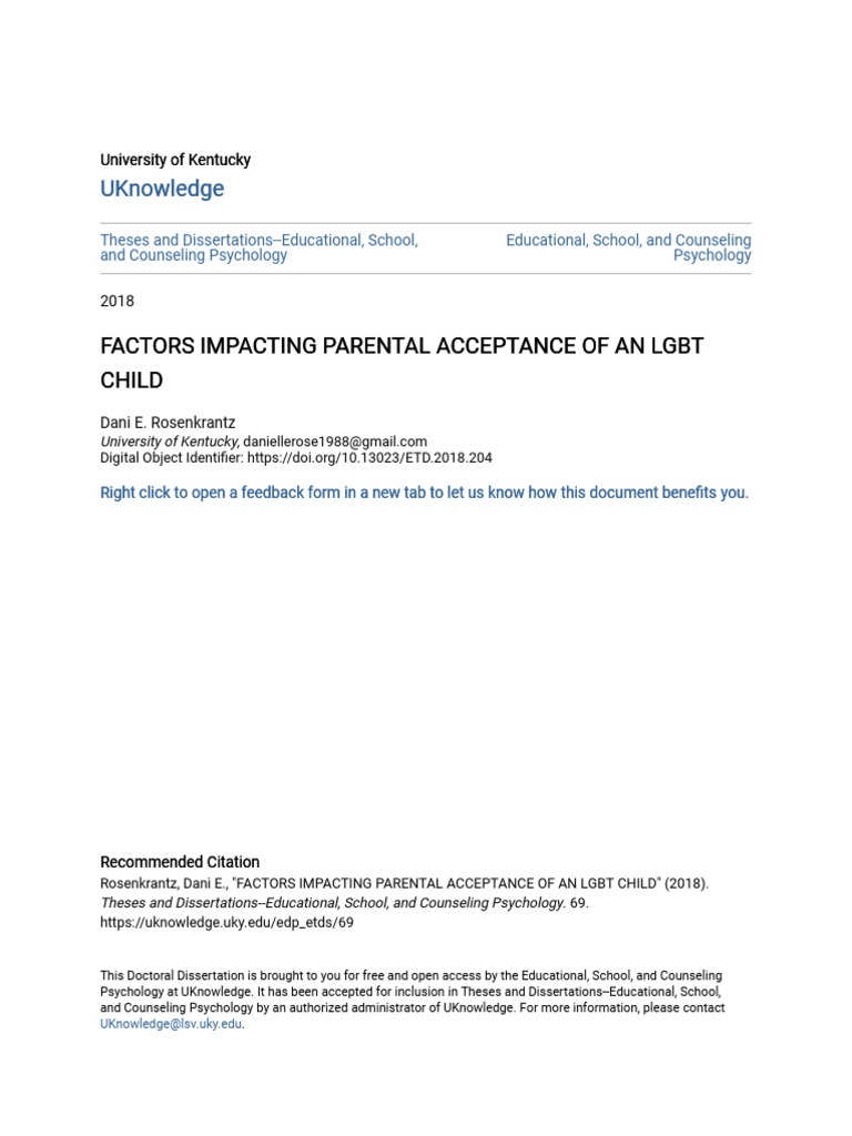 Factors Impacting Parental Acceptance of An LGBT Child | PDF
