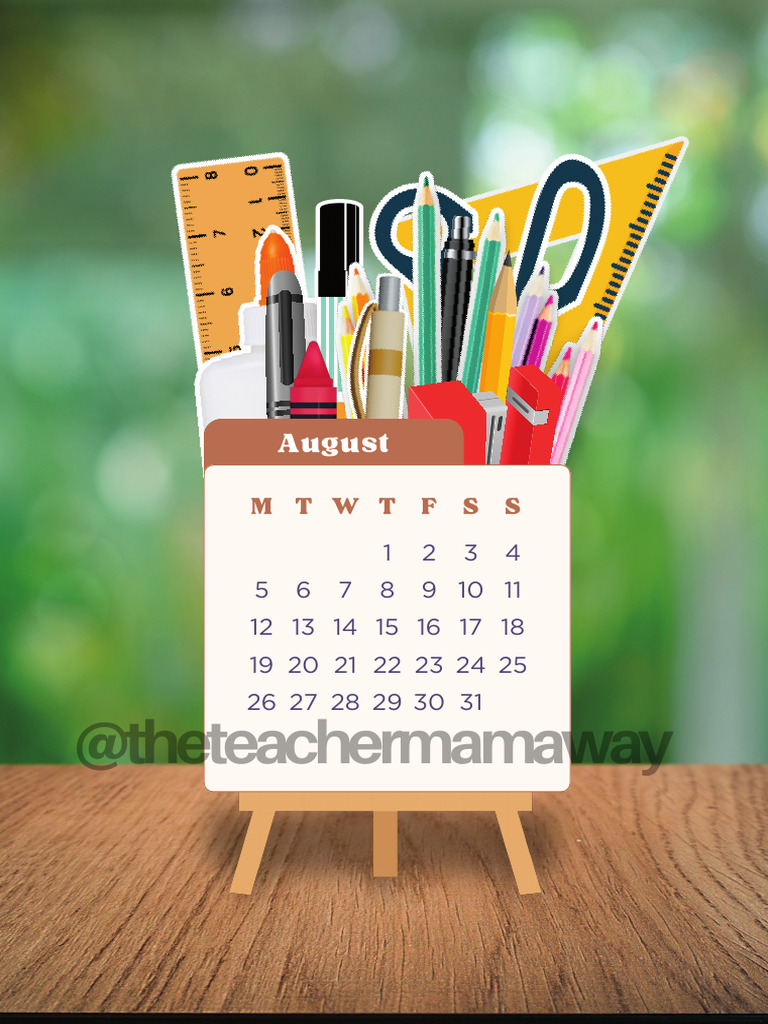 Teacher's Mini Desk Calendar - Ready To Print | PDF
