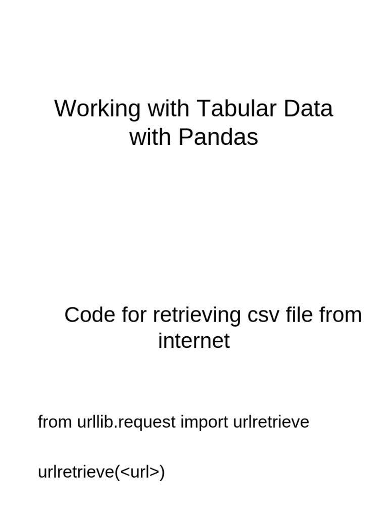 Working With Tabular Data With Pandas 1 | PDF