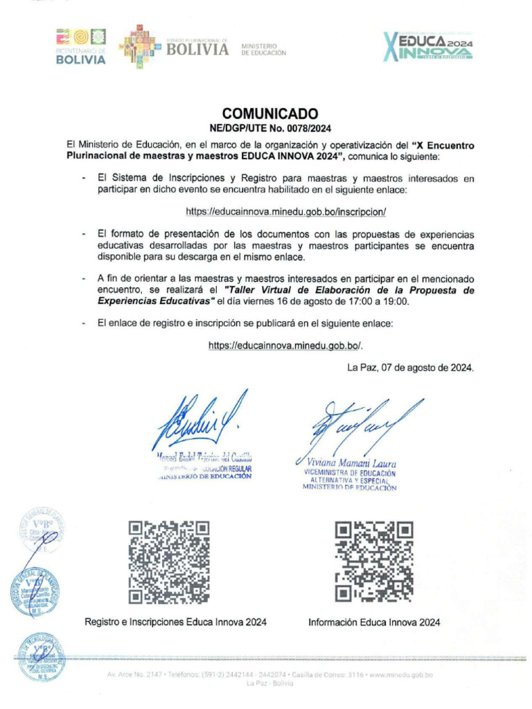Comunicado Presentacion Proyecto | PDF