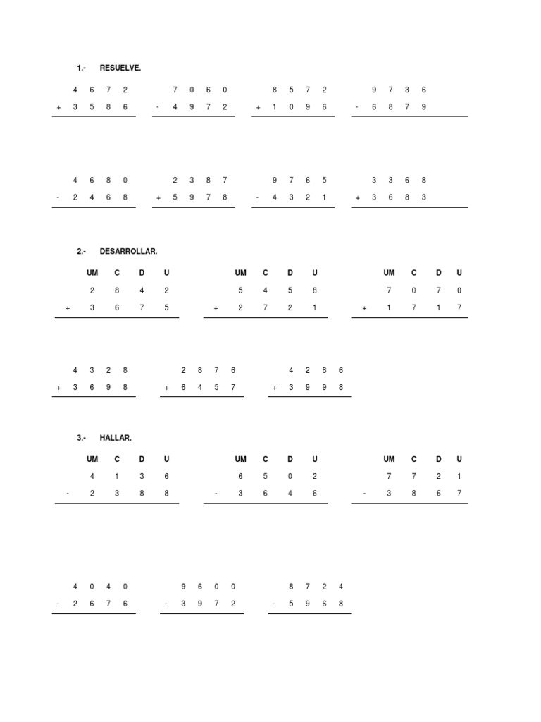 Ejercicios de Matemáticas Básicas | PDF