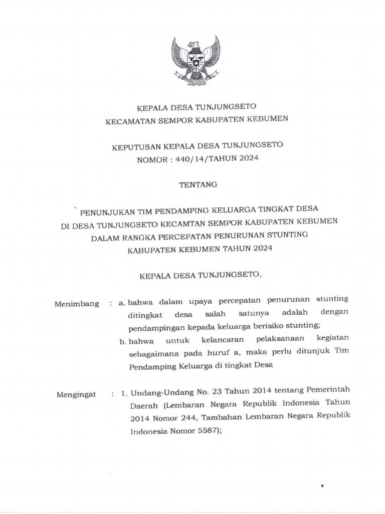 SK TIM Pendamping Keluarga 2024 | PDF