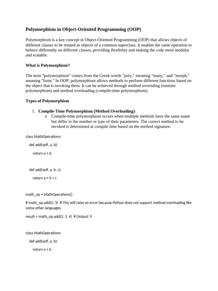 Polymorphism in Object | PDF