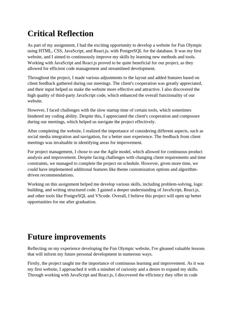 Critical Reflection | PDF