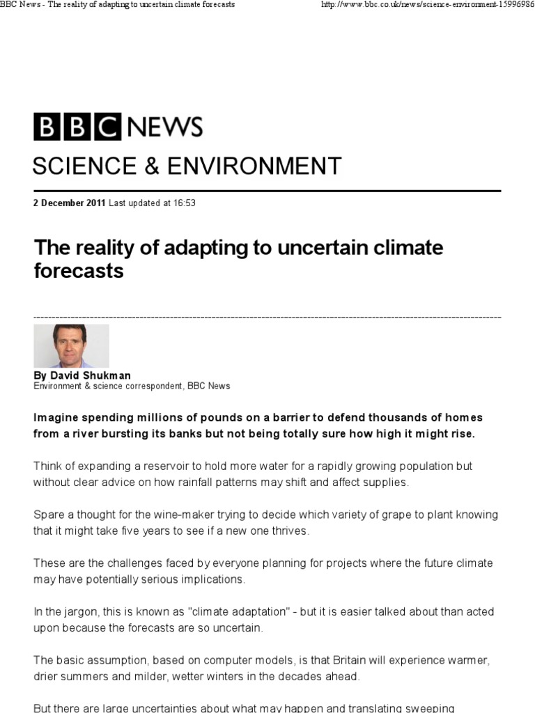 BBC News - The Reality of Adapting To Uncertain Climate Forecasts | PDF ...