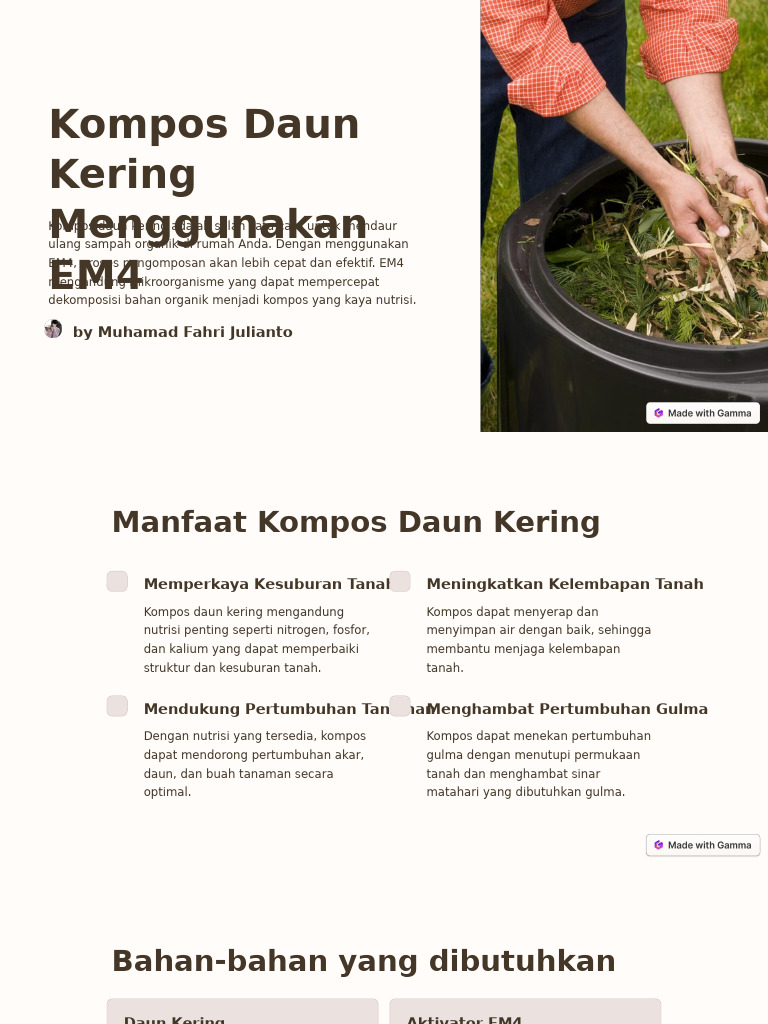 Kompos Daun Kering Menggunakan EM4 | PDF