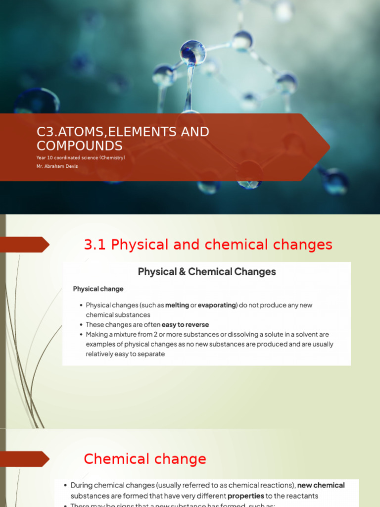 C3 Atoms Elements and Compounds | PDF